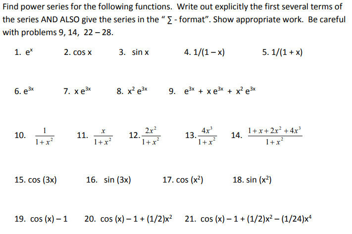 Solved Find power series for the following functions write | Chegg.com