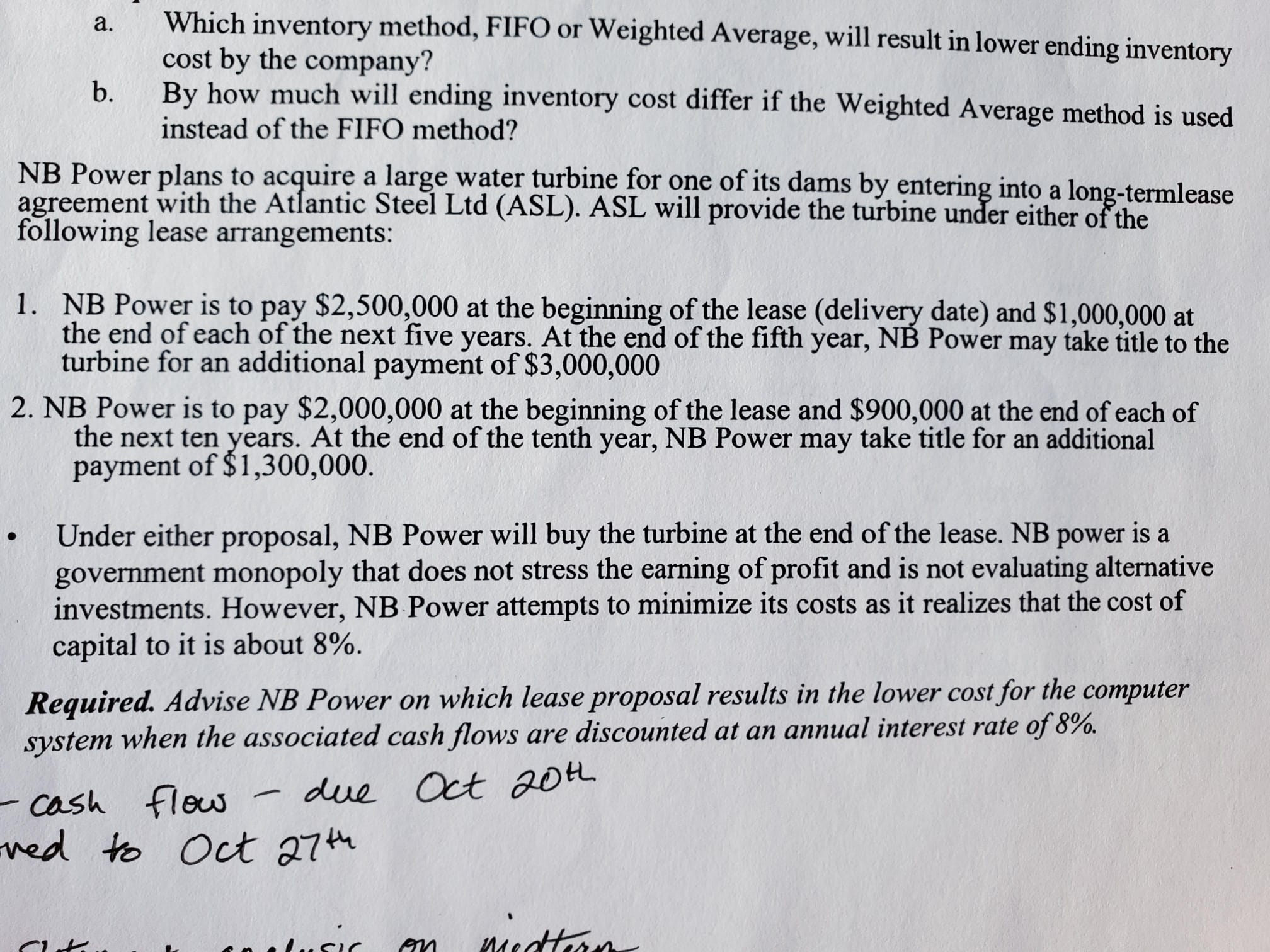Solved NB Power plans to acquire a large water turbine for | Chegg.com