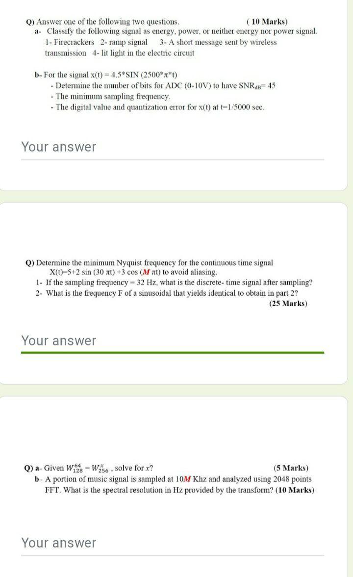 Solved Q) Answer one of the following two questions. (10 | Chegg.com