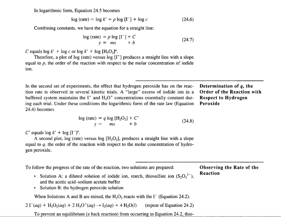 Solved Determination Of A Rate Law By The Method Of Initial