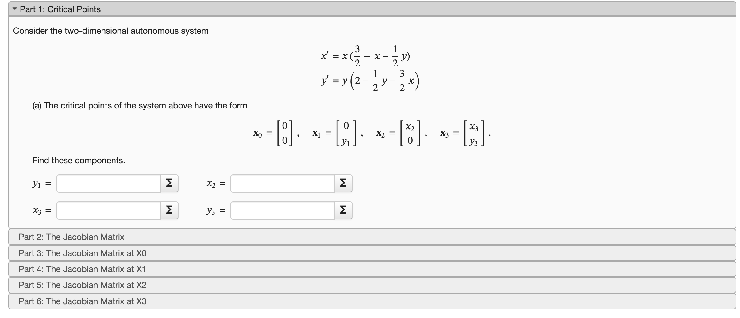 Solved Consider the two-dimensional autonomous system | Chegg.com