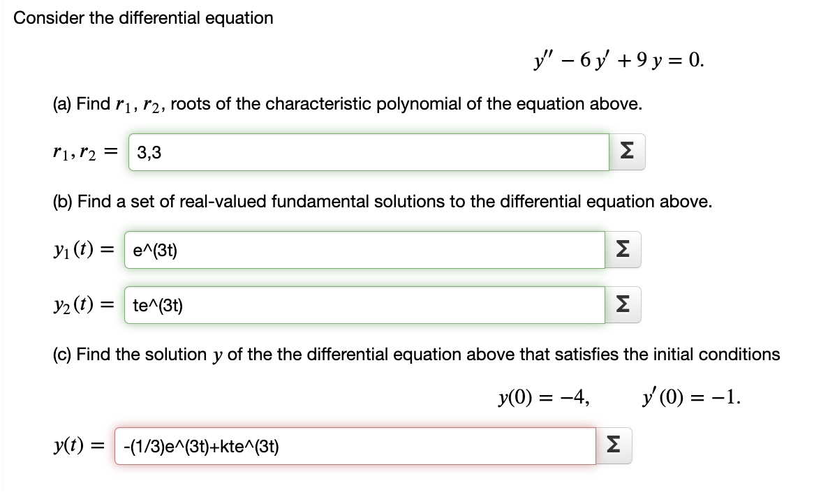 Solved Consider the differential equation y” – 6 y +9 y = 0. | Chegg.com