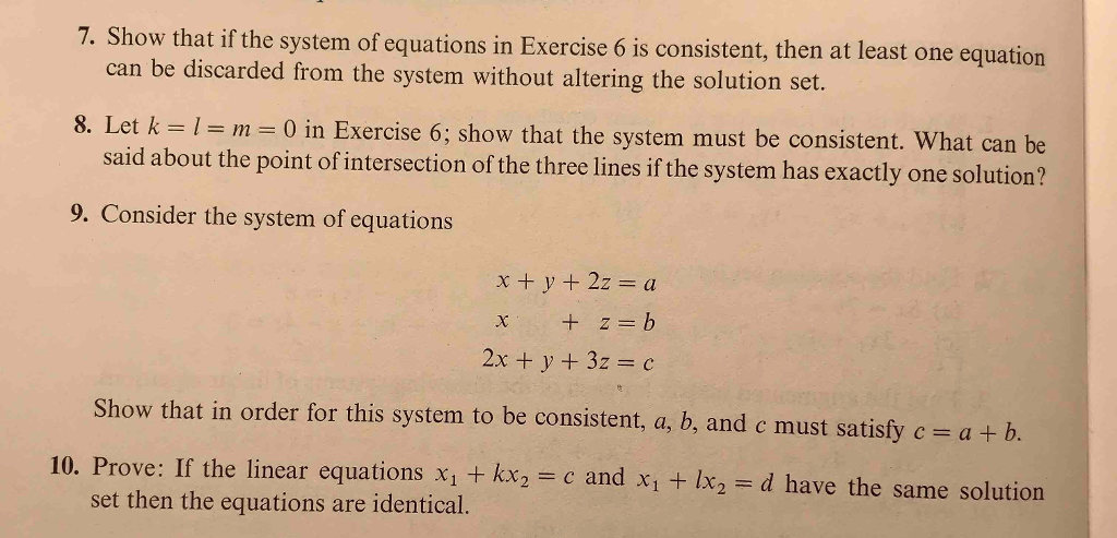 Solved 7. Show that if the system of equations in Exercise | Chegg.com