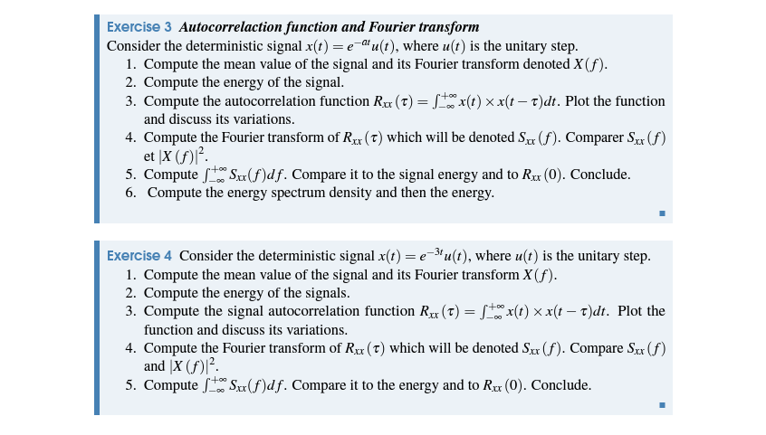 Solved Exercise 3 ﻿Autocorrelaction function and Fourier | Chegg.com
