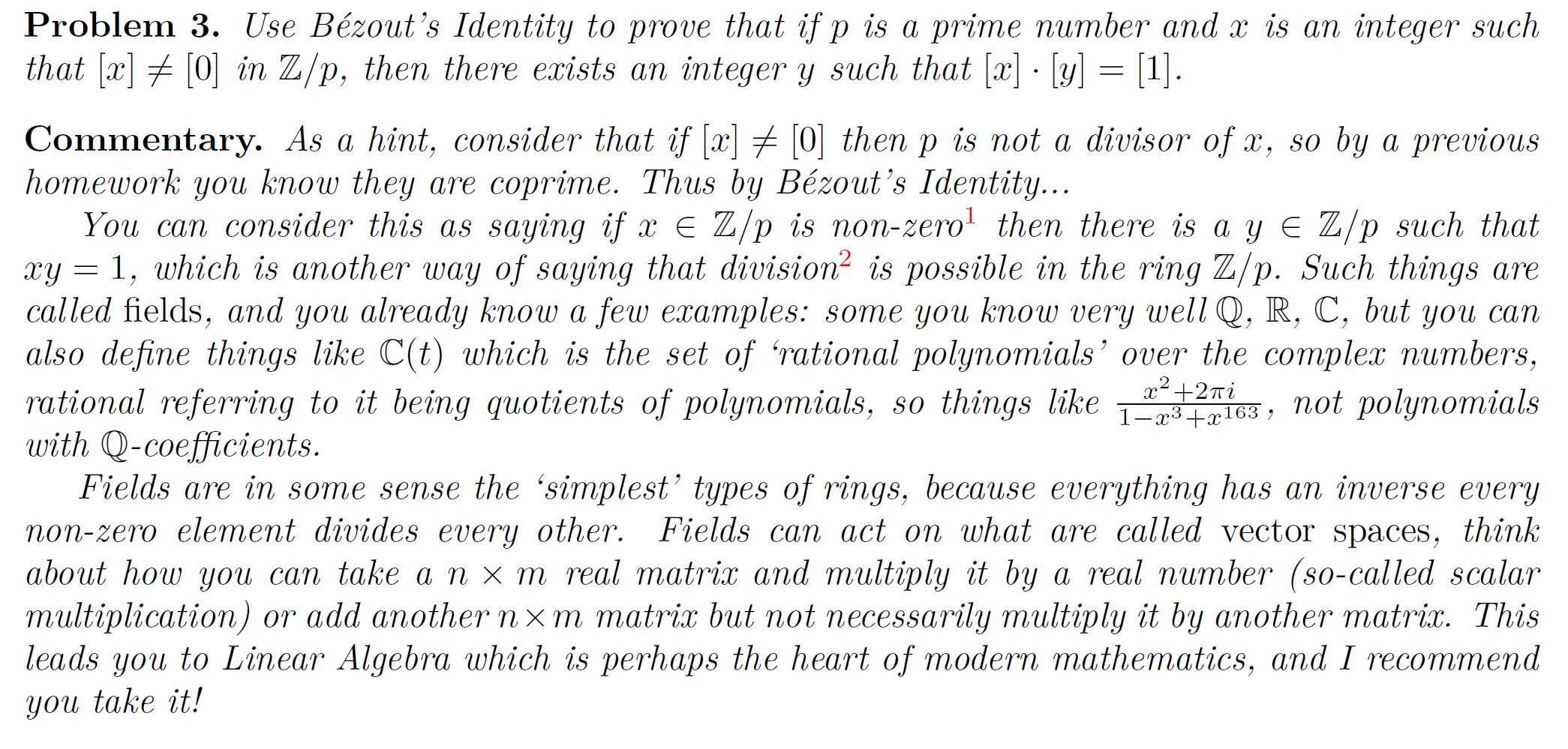 Solved Problem 3. Use Bézout's Identity to prove that if p | Chegg.com