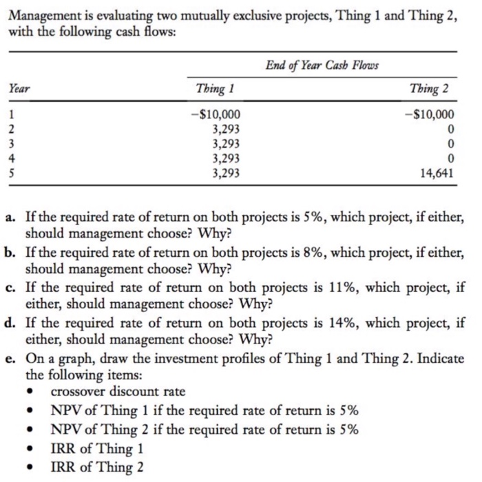 Solved Management is evaluating two mutually exclusive | Chegg.com