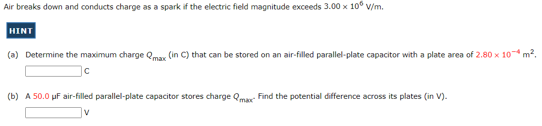 Solved Air breaks down and conducts charge as a spark if the | Chegg.com