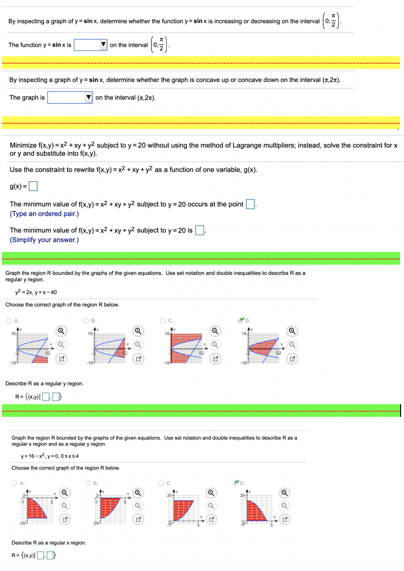 Solved By inspecting a graph of y = sin x, determine whether | Chegg.com