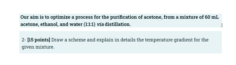 Solved Our aim is to optimize a process for the purification | Chegg.com