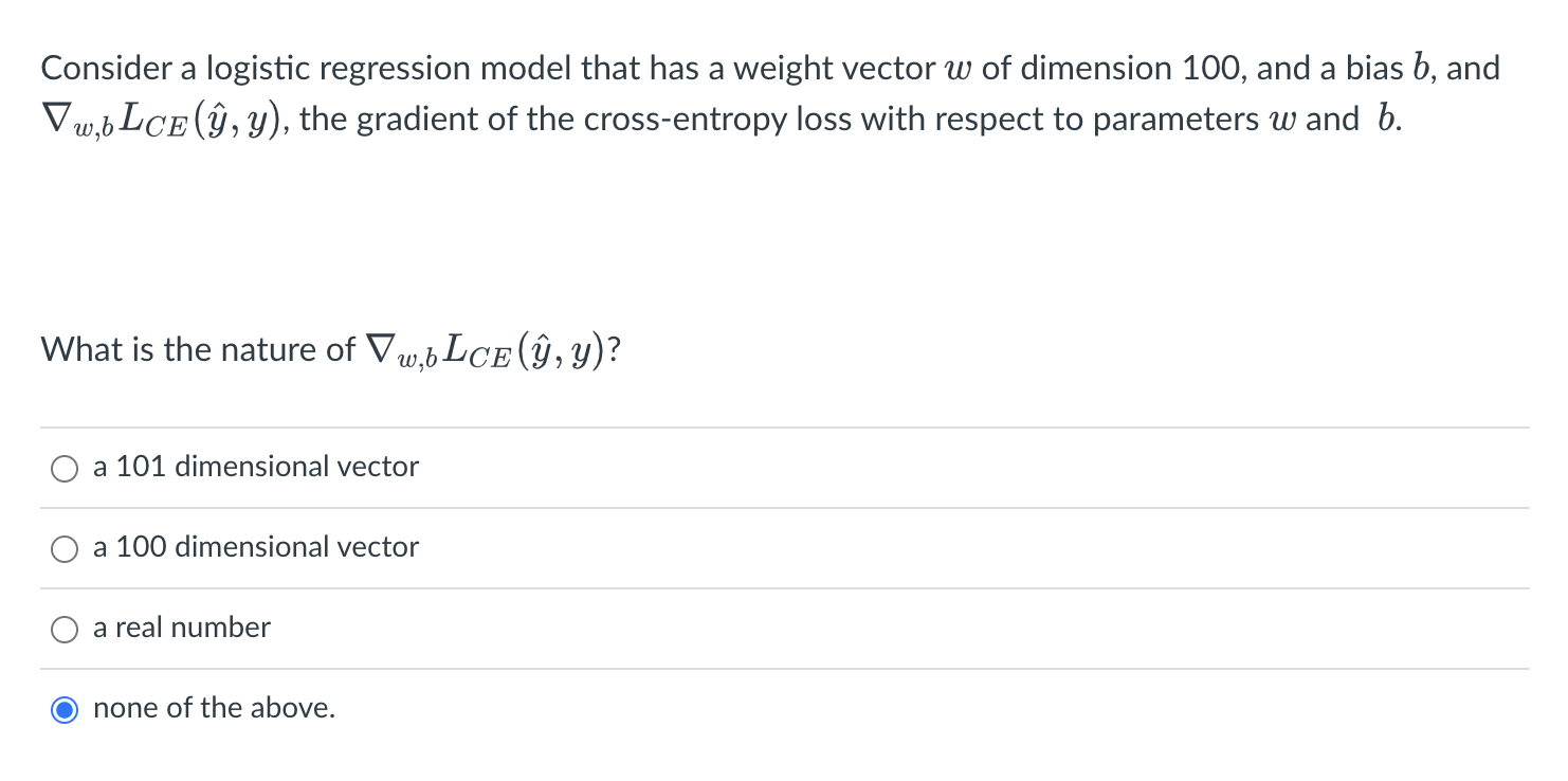 Solved Consider a logistic regression model that has a | Chegg.com