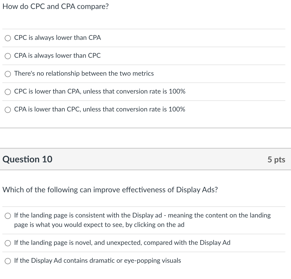 Solved How do CPC and CPA compare? CPC is always lower than | Chegg.com
