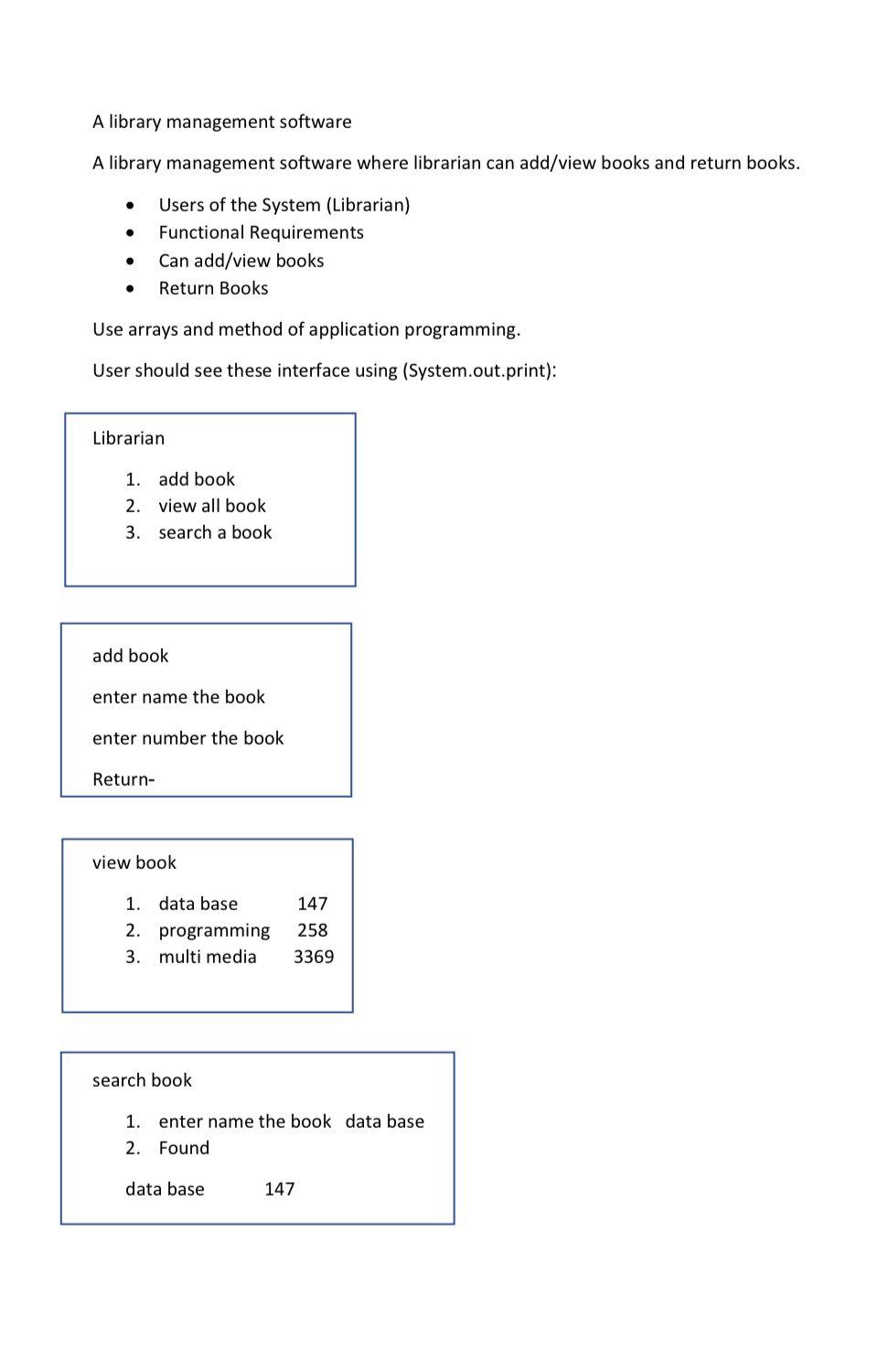 Solved Write a JAVA simple code of multiple methods, each | Chegg.com