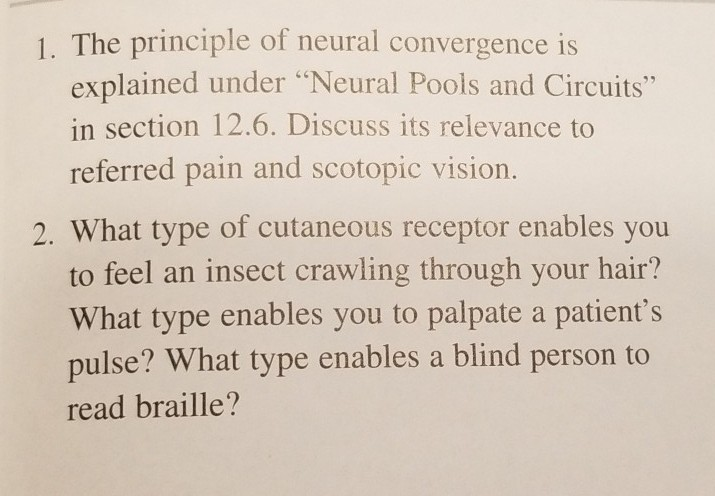 Solved 1. The principle of neural convergence is explained | Chegg.com