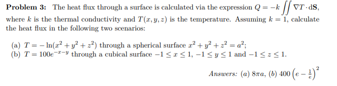 Solved Surface Integrals. Please work out problem 3 part (a) | Chegg.com