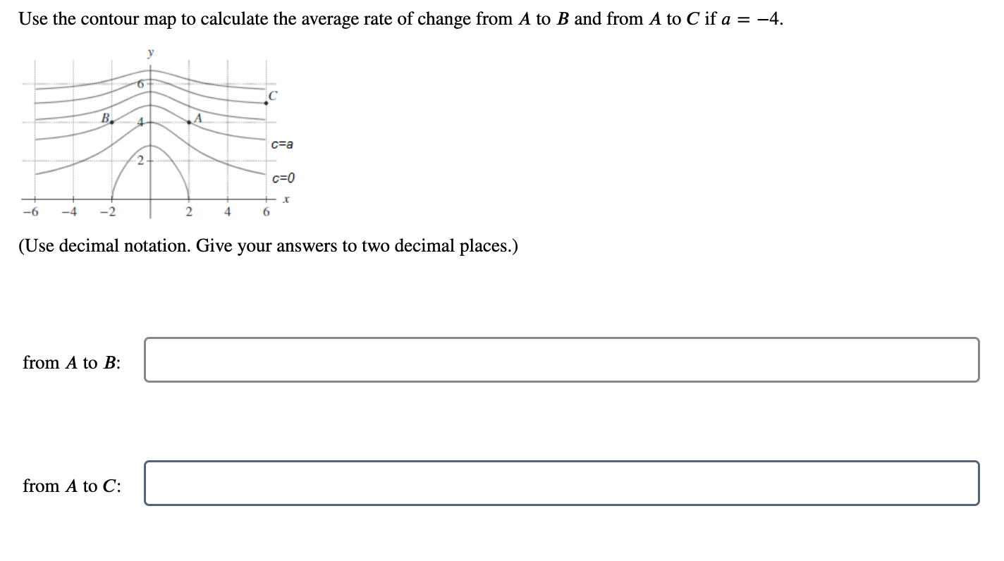 Solved Use the contour map to calculate the average rate of | Chegg.com