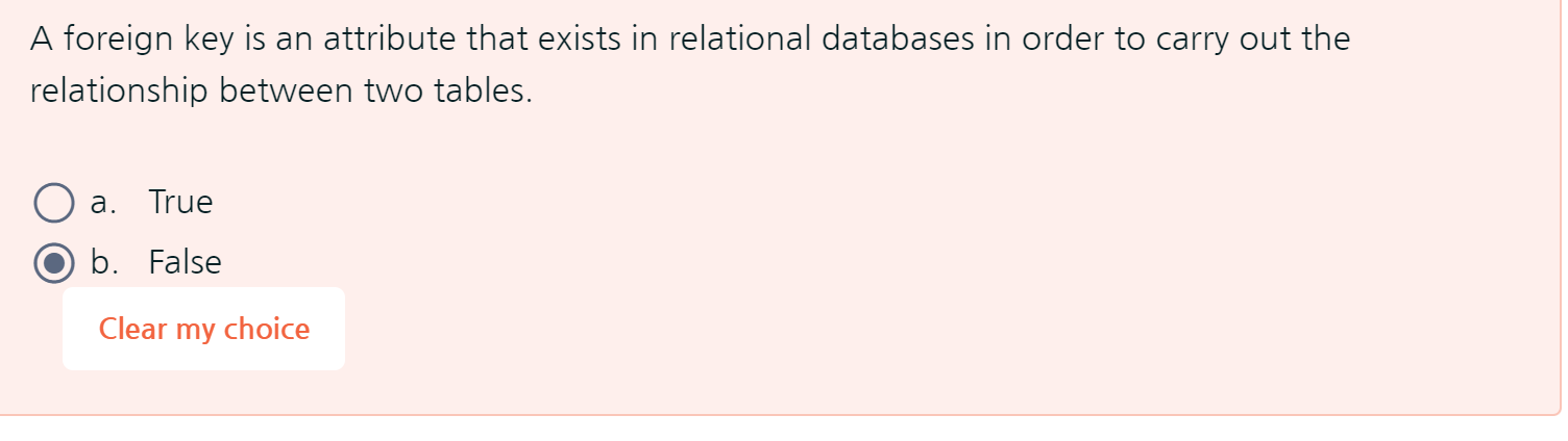 Solved A foreign key is an attribute that exists in | Chegg.com