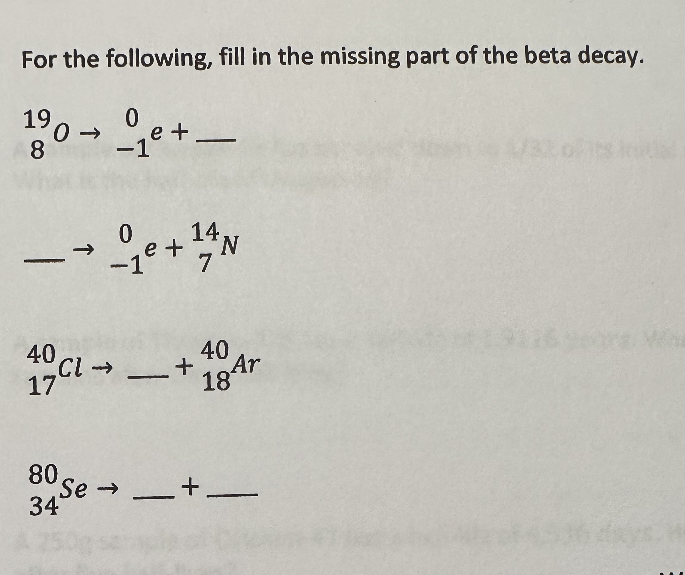 Solved For the following, fill in the missing part of the | Chegg.com