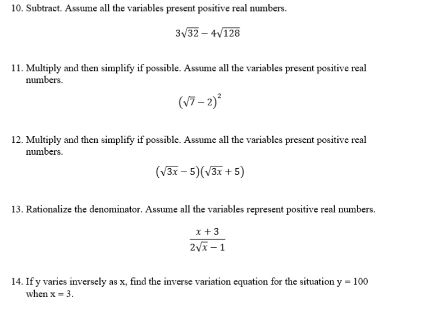 Solved 10. Subtract. Assume all the variables present | Chegg.com
