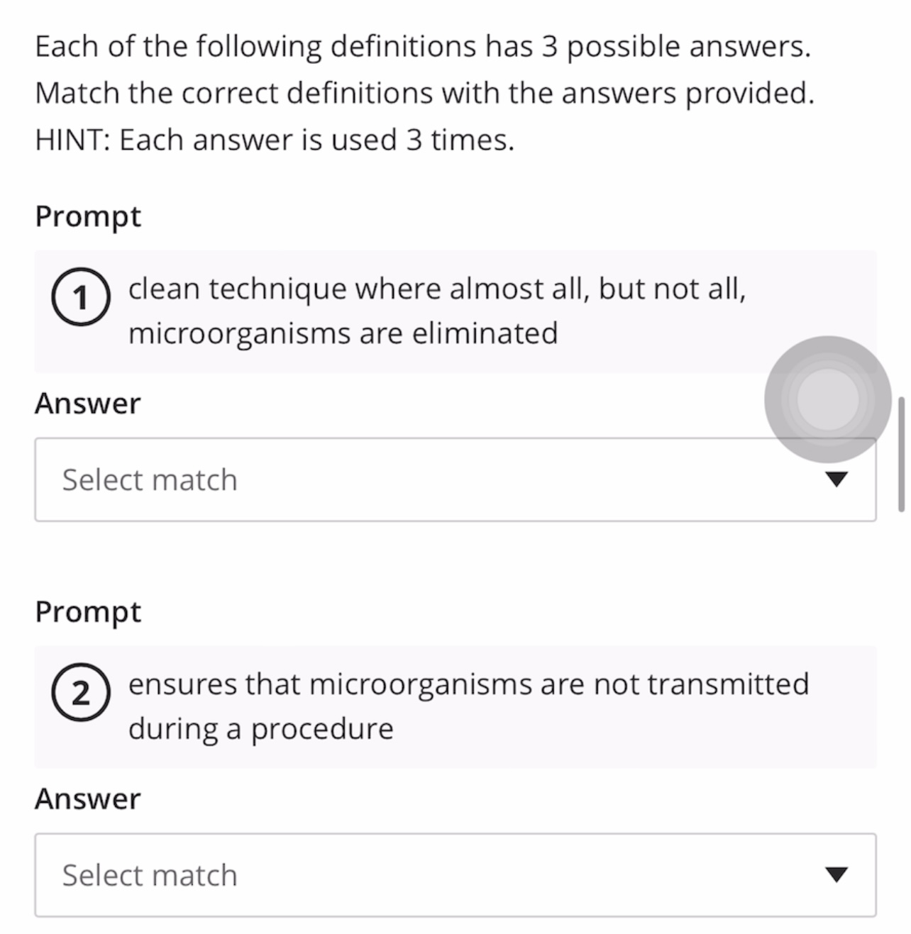 Solved Each of the following definitions has 3 ﻿possible | Chegg.com