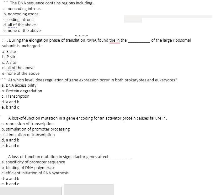 Solved - The DNA sequence contains regions including: a. | Chegg.com
