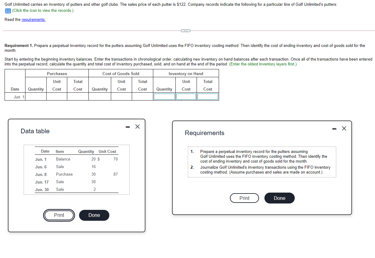 Solved Golf Unlimited carries an inventory of putters and | Chegg.com