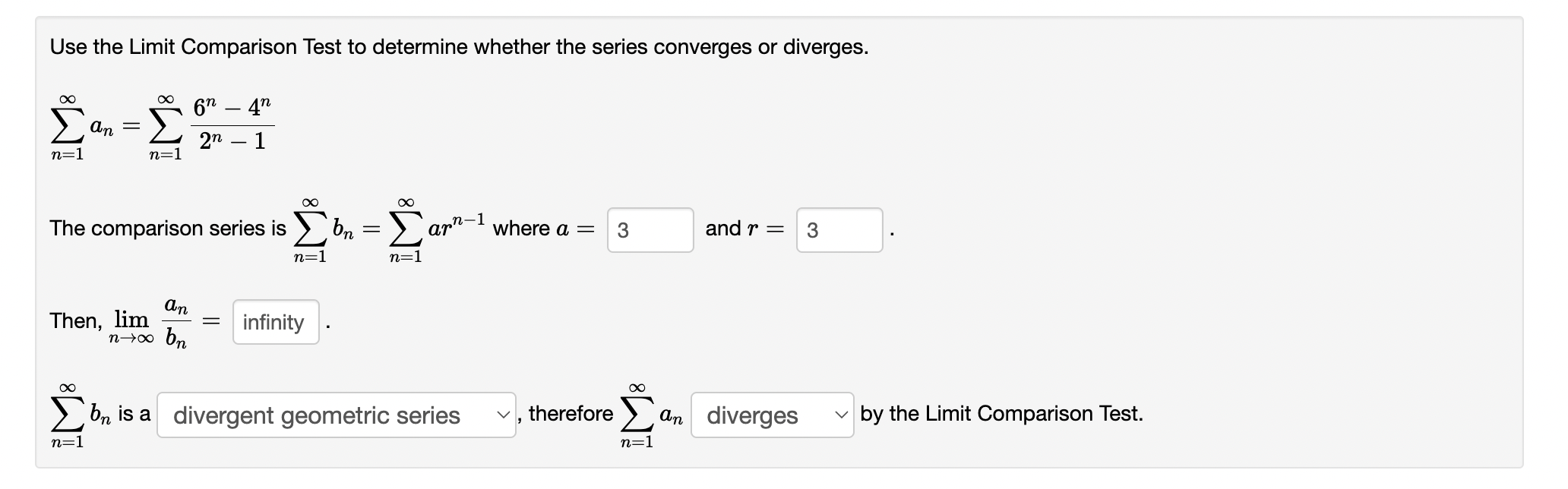 Solved Use the Limit Comparison Test to determine whether | Chegg.com