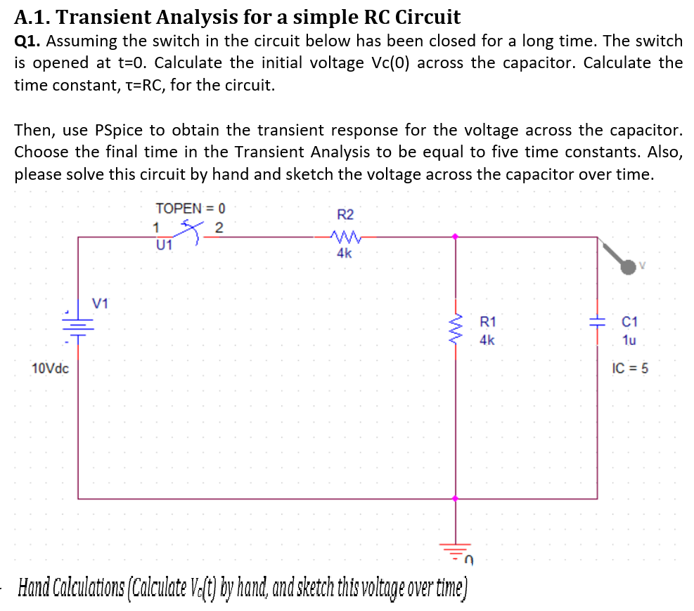 Solved A1 Transient Analysis For A Simple Rc Circuit Q1