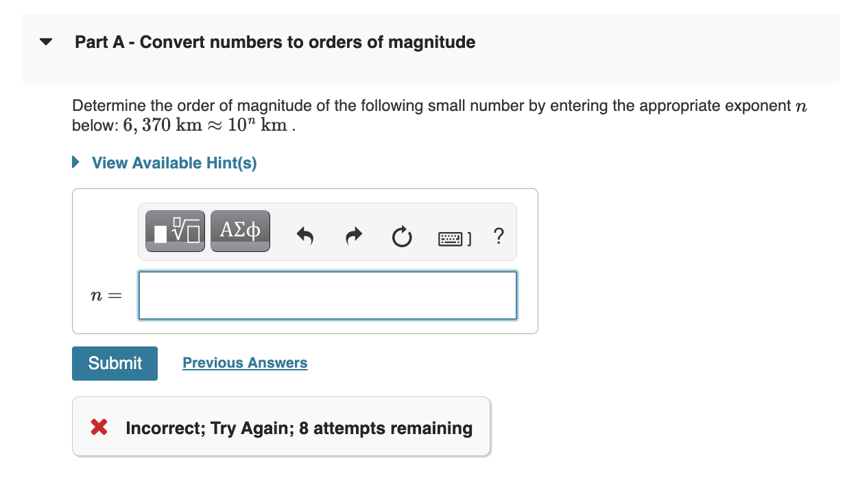Solved Determine the order of magnitude of the following | Chegg.com