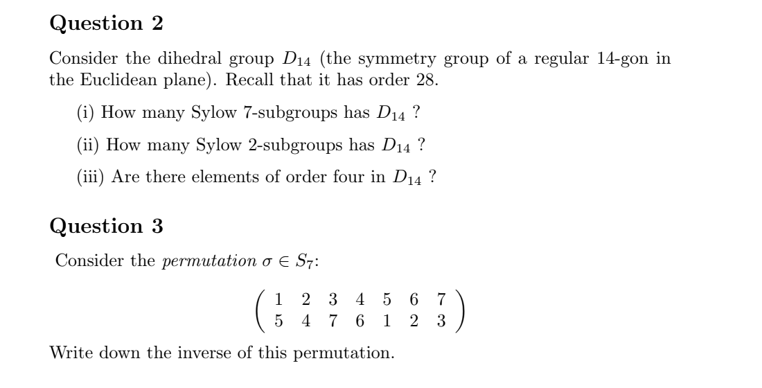 Solved (1 2 3 4) and the transposition (1 3). Question 2 | Chegg.com