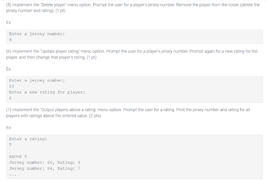 Solved This program will store roster and rating information | Chegg.com