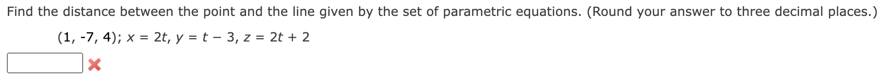 Solved Find the distance between the point and the line | Chegg.com