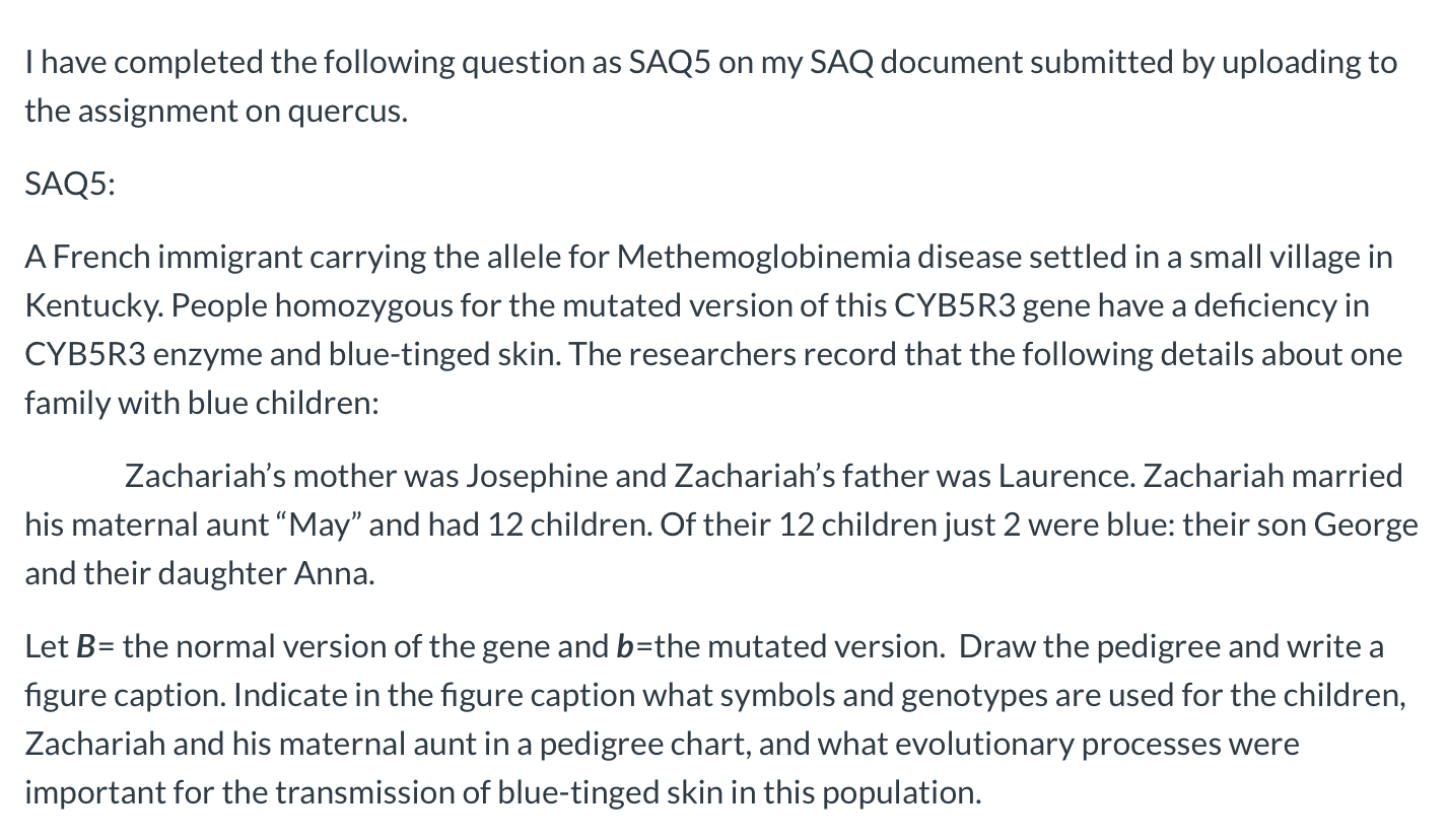 I have completed the following question as SAQ5 on my | Chegg.com