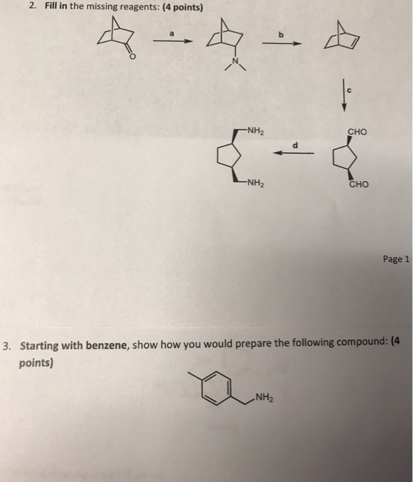 Solved 2. Fill in the missing reagents: (4 points) NH2 CHO | Chegg.com