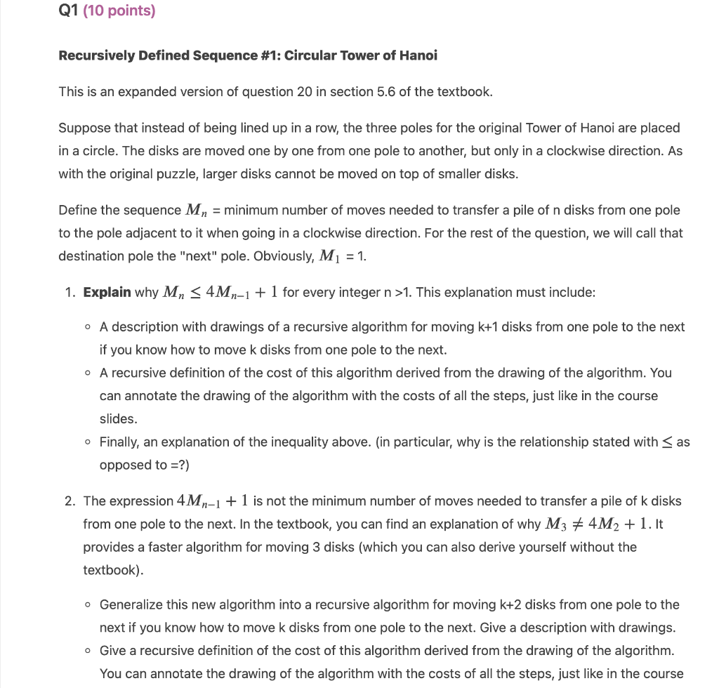 Solved Q1 (10 points) Recursively Defined Sequence #1: | Chegg.com