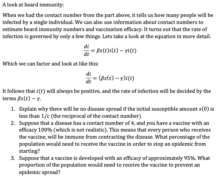 Solved This project will investigate the SIR model and use | Chegg.com