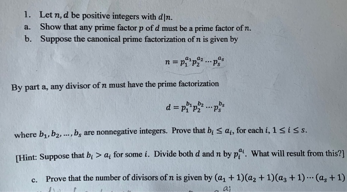 Solved Let n, d be positive integers with din. Show that any | Chegg.com