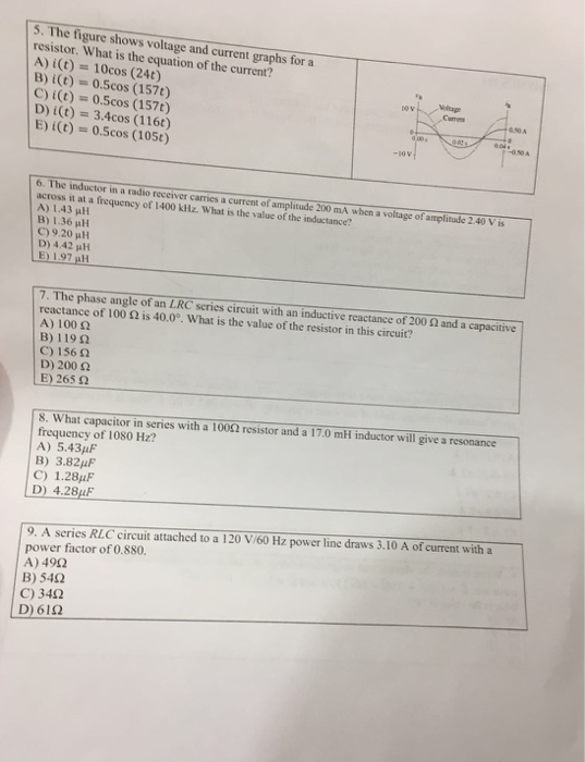 Solved S The Figure Shows Voltage And Current Graphs Fora