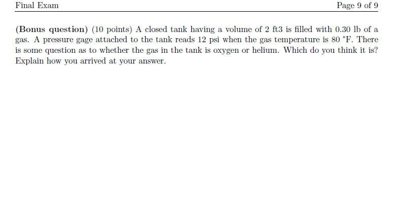 Solved (Bonus question) (10 ﻿points) ﻿A closed tank having a | Chegg.com