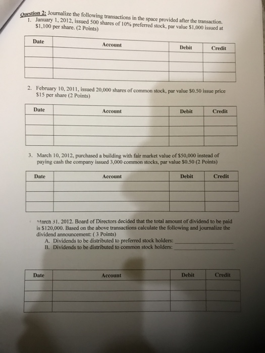 Solved Question 2: Journalize the following transactions in | Chegg.com
