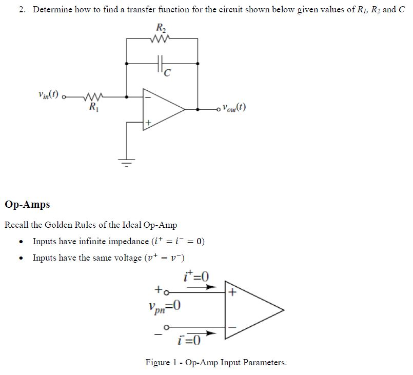 Solved 2. Determine how to find a transfer function for the | Chegg.com