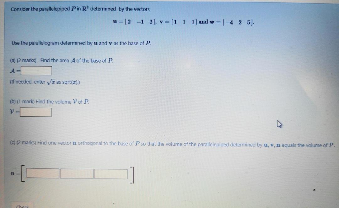 Solved Consider the parallelepiped P in R3 determined by the | Chegg.com