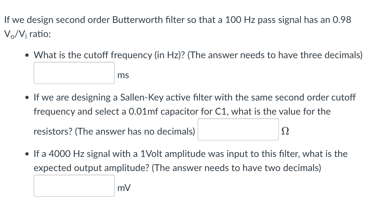 Solved If we design second order Butterworth filter so that | Chegg.com