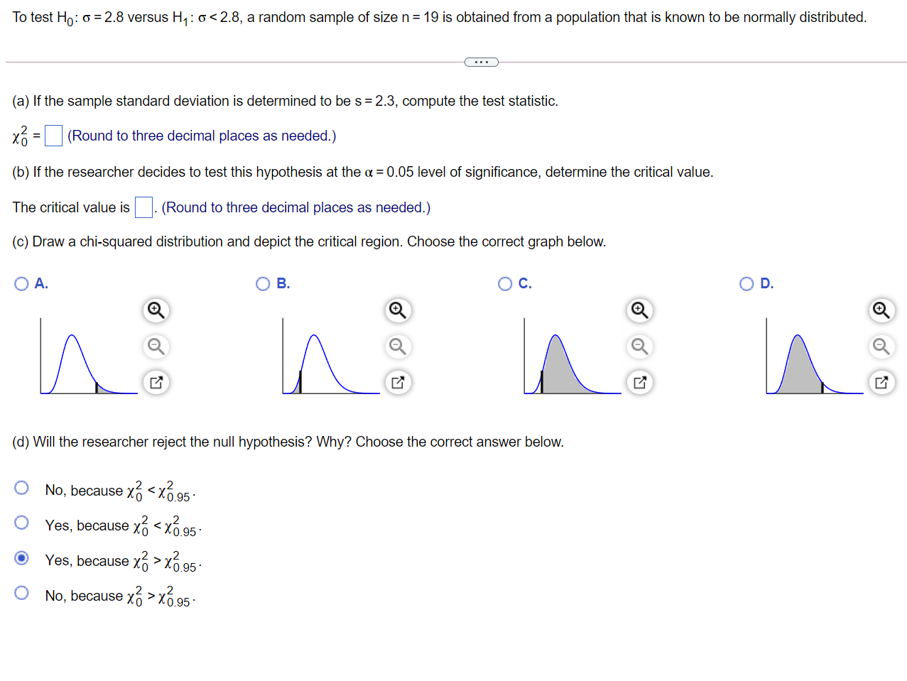 Solved To test Ho: 6 = 2.8 versus Hy: 0