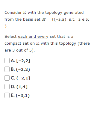 Solved Consider R with the topology generated from the basis | Chegg.com