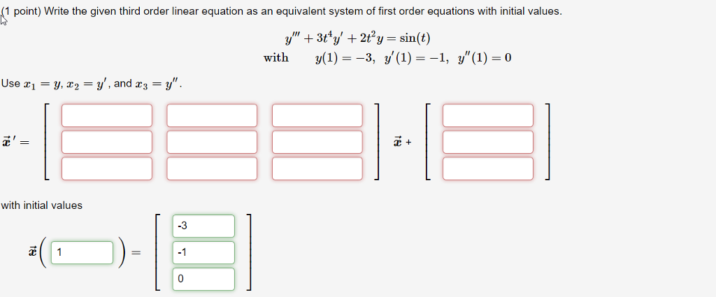 Solved Write The Given Third Order Linear Equation As An