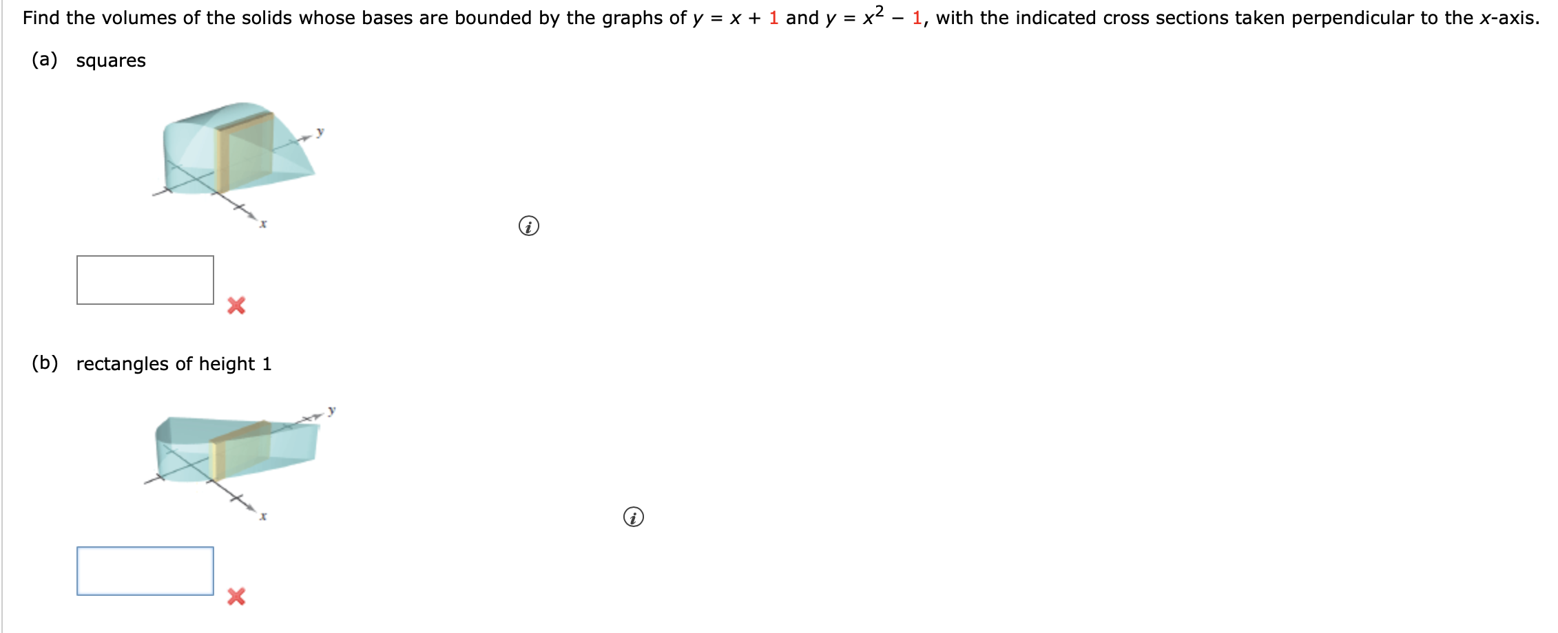 Find the volumes of the solids whose bases are | Chegg.com