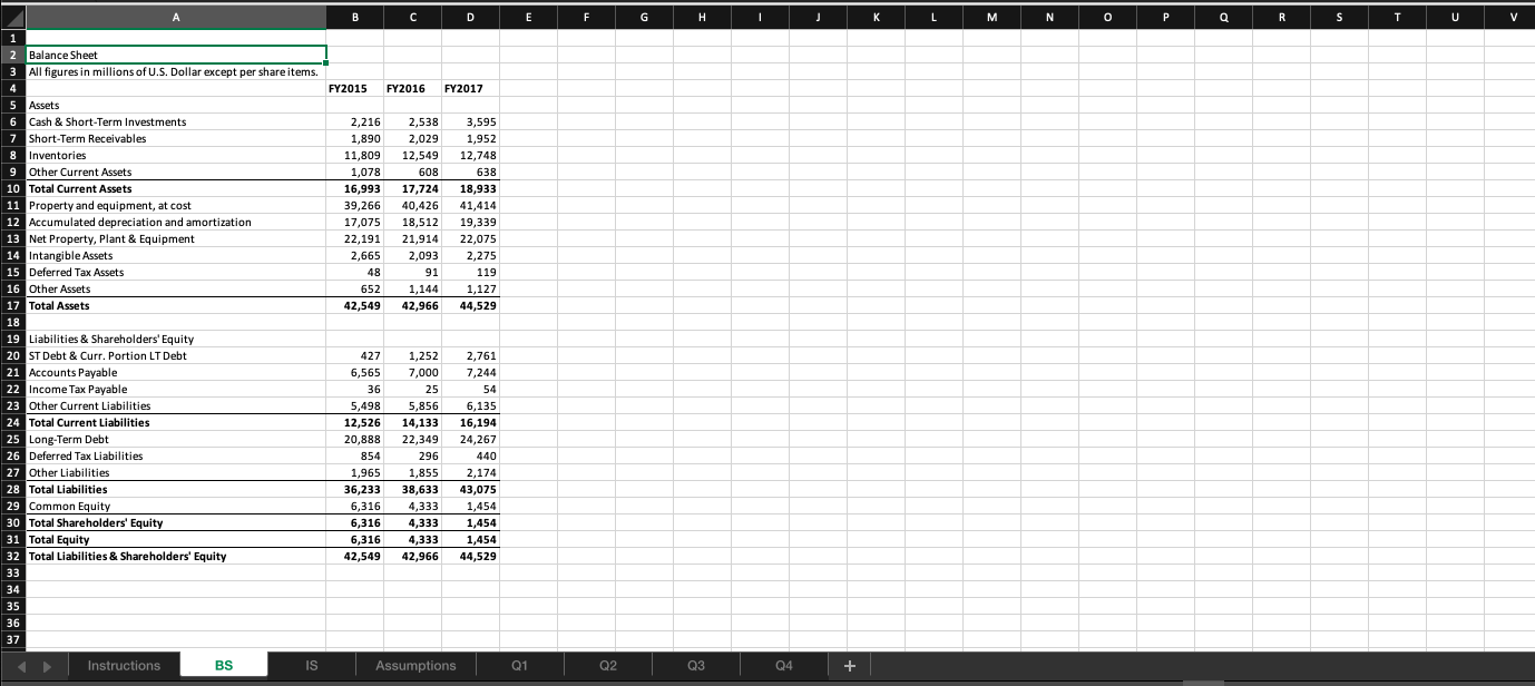 Please use attached BS, IS, and Assumptions to | Chegg.com