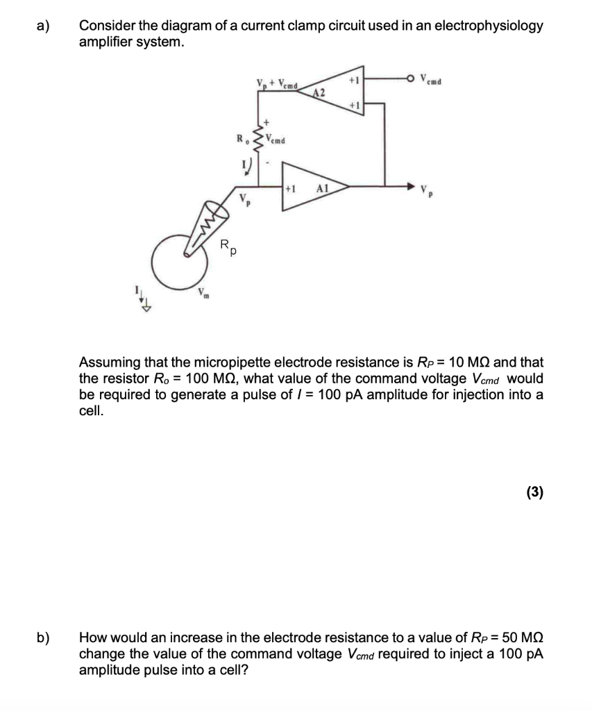 Solved a) Consider the diagram of a current clamp circuit | Chegg.com