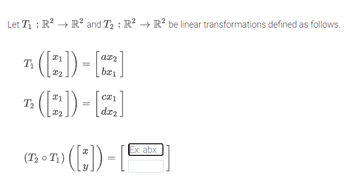 Solved Let T1 : R2 + R2 and T2 : R2 + R2 be linear | Chegg.com