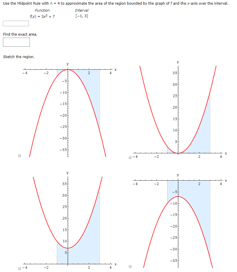 Solved Use the Midpoint Rule with n = 4 to approximate the | Chegg.com